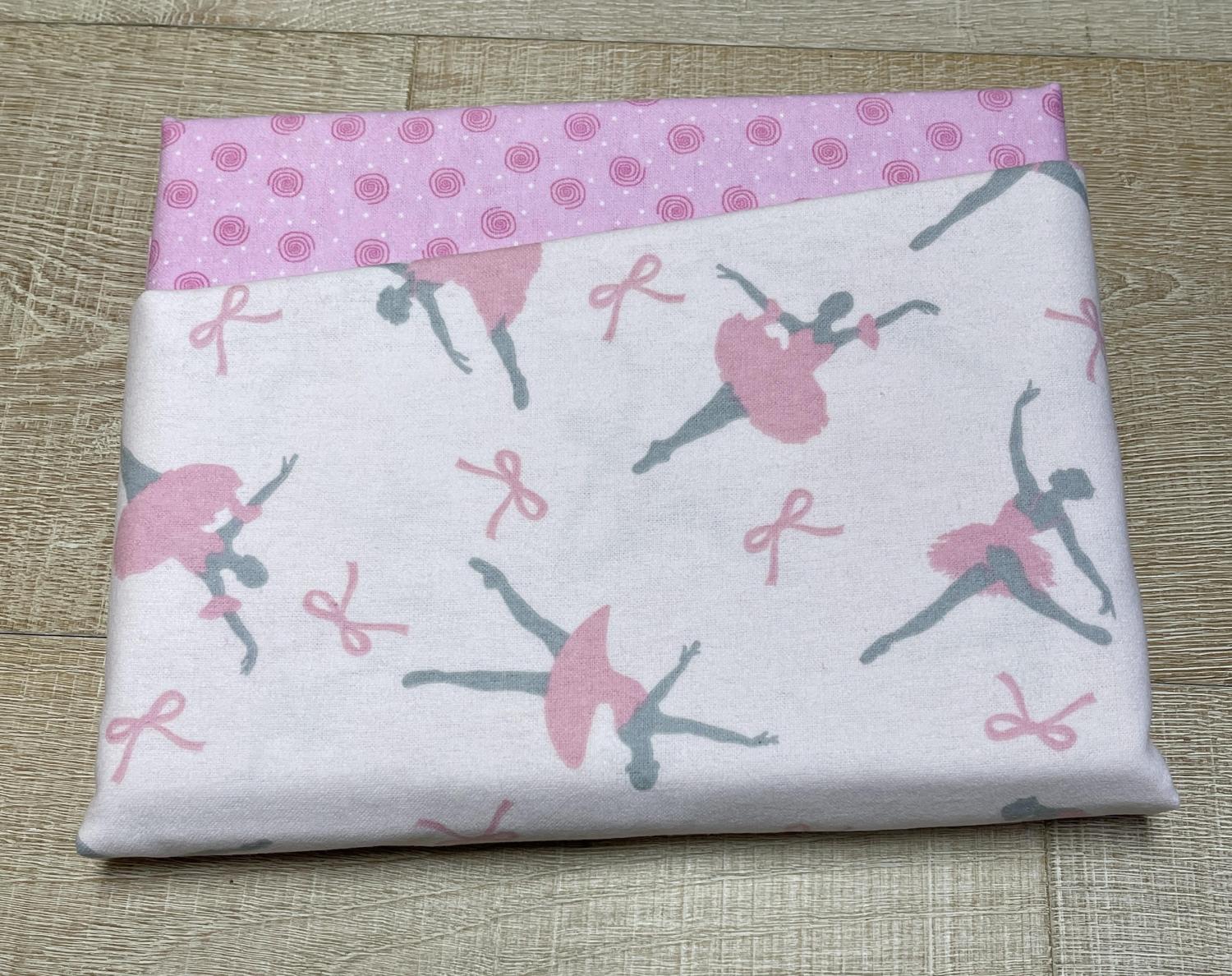 Ballerinas & Pink Swirls - Self Binding Receiving Blanket KIT - 34" x ...