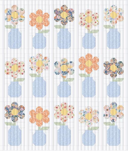 Flower House - Primrose Quilt Kit - 57" x 66" - Incl. Pattern & Bindin ...