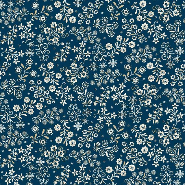 Nordic Holiday Floral Vines - 3610-77 Blue Cream – Quilters Cupboard ...