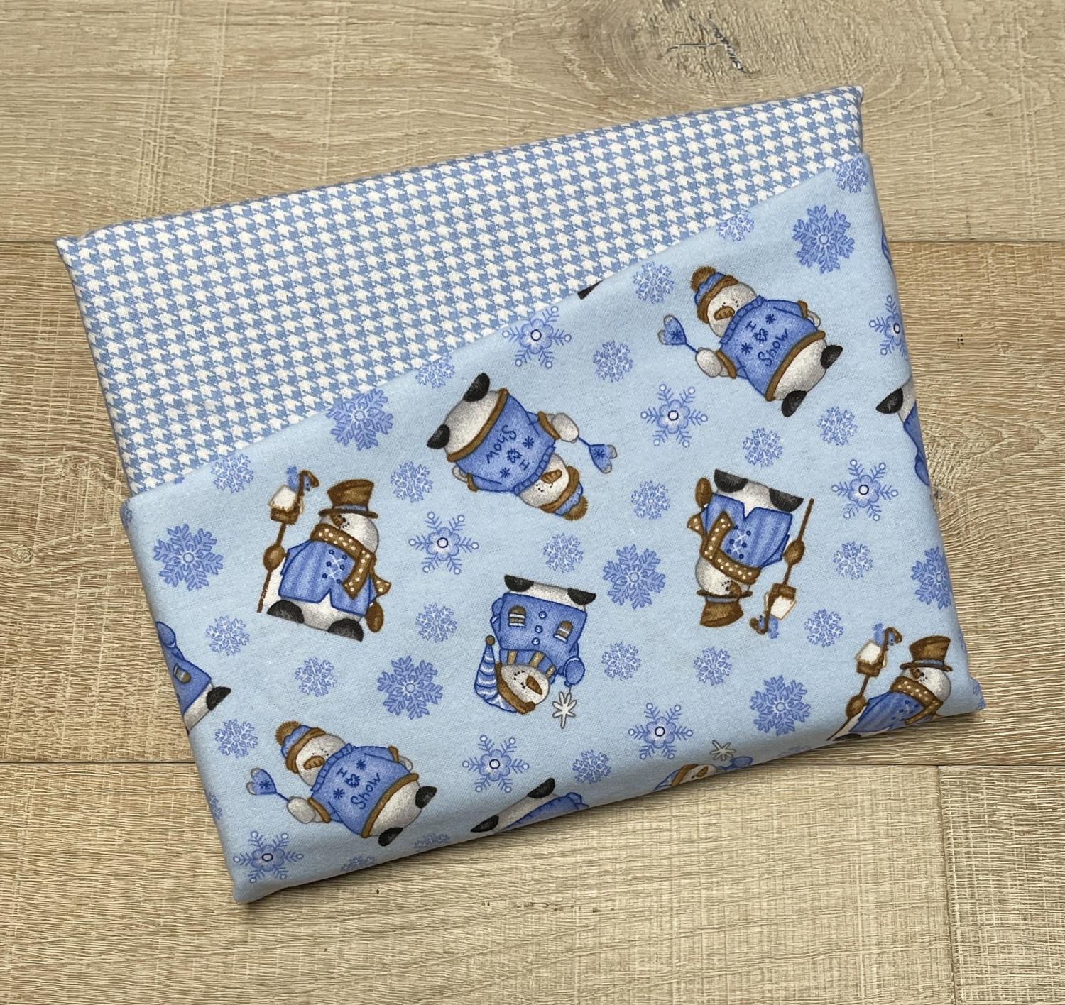 Snowmen & Houndstooth - Self Binding Receiving Blanket KIT - 34" x 34 ...