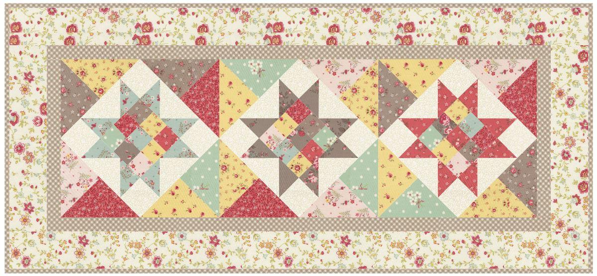 Tri-Star Table Runner - Lyda Rose - 15" x 32" - Includes Pattern & Bin ...
